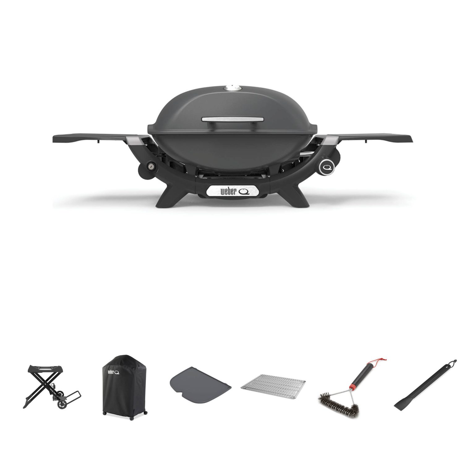 Weber Q2200N Charcoal Grey LPG BBQ Bundle With Portable Cart [Store ...