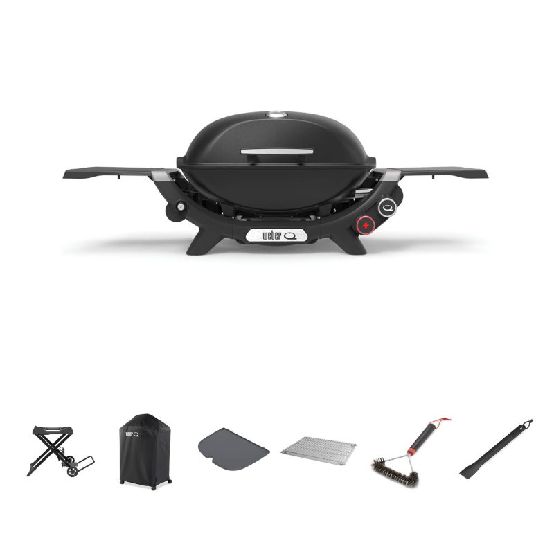 Weber Q2800N Midnight Black LPG BBQ Bundle With Portable Cart [Store ...