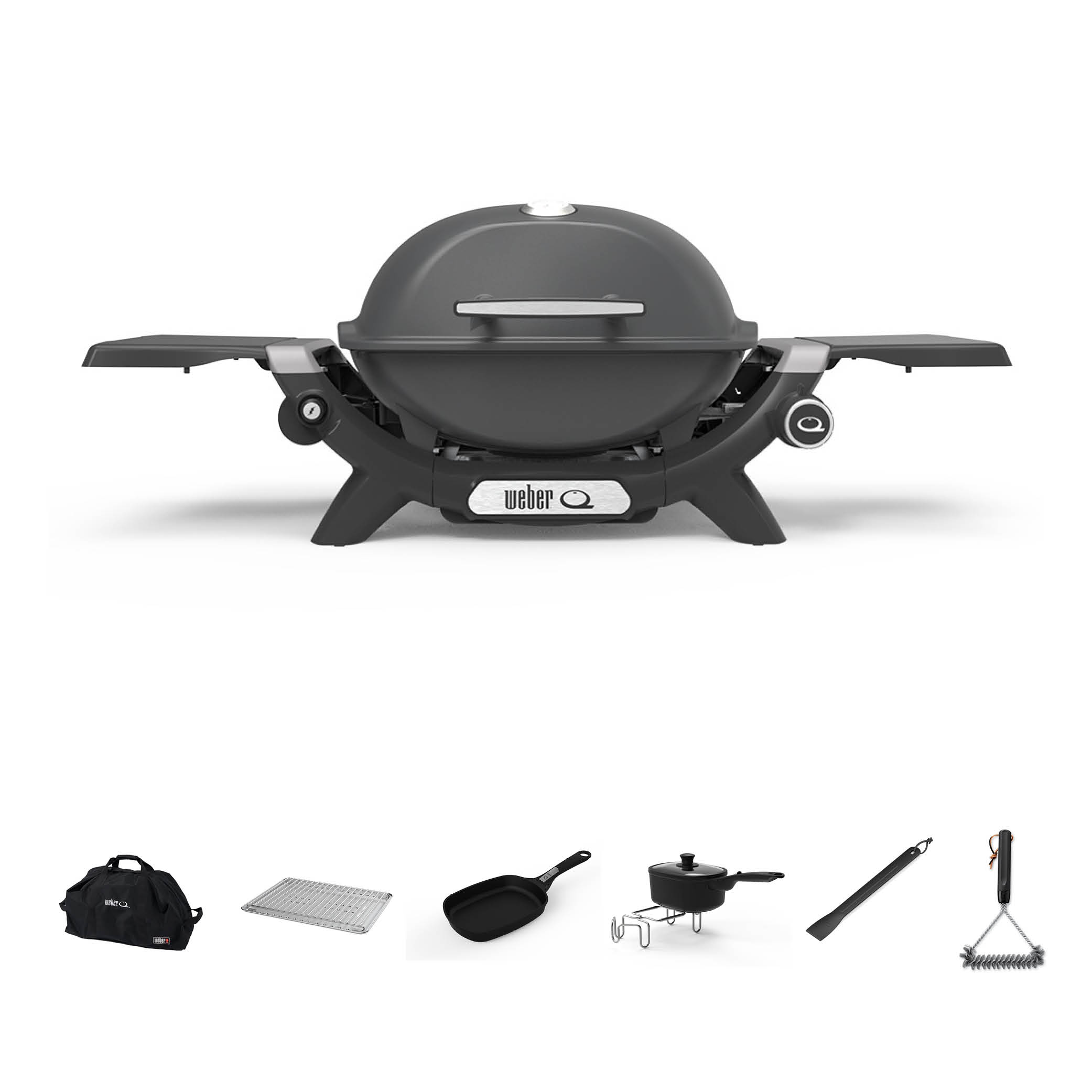 Weber Baby Q1200N Charcoal Grey LPG BBQ Camping Bundle [Store Pickup ...